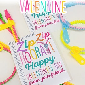 Zipper Bracelet Valentine's Day Printable Tag Zip Zip Hooray Valentine ...