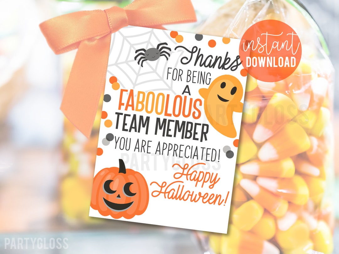 Team Member Appreciation Happy Halloween Printable Gift Tags, Faboolous ...