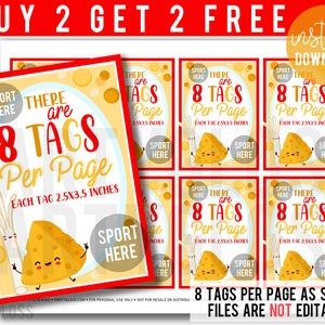 Cheer Cheesy Good Luck Printable Gift Tags, Cheese Cracker Stick Snacks ...