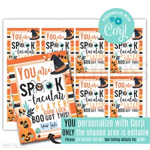 Editable Halloween Good Luck Sports Printable Gift Tags, Boo Got This ...