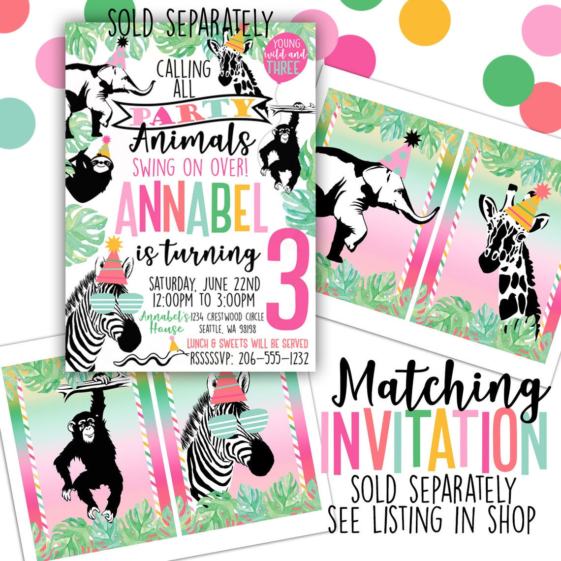 Party Animals Printable Banner Instant Download Party | Etsy