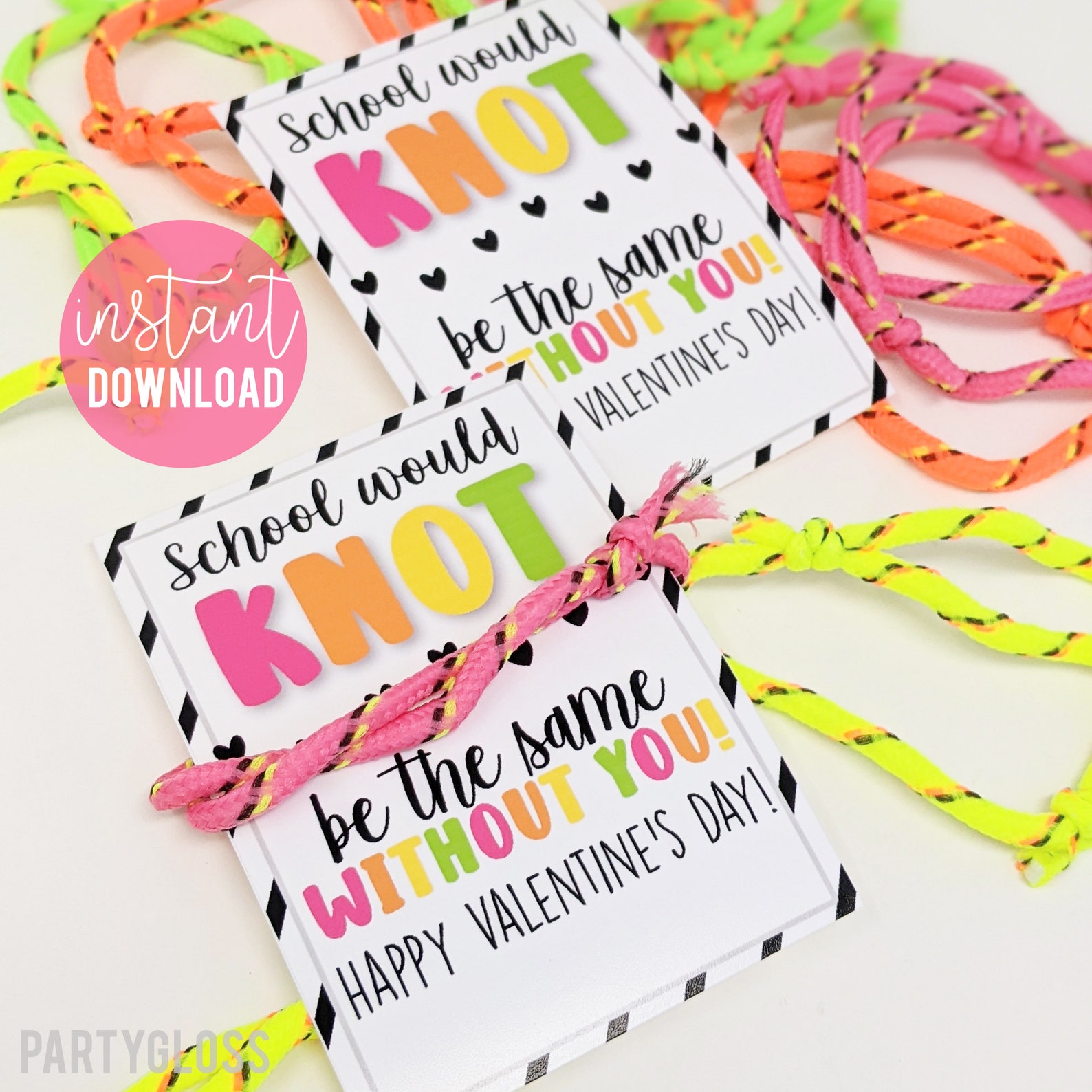 Bracelet Valentine's Day Printable Tag Knot Be the Same - Etsy