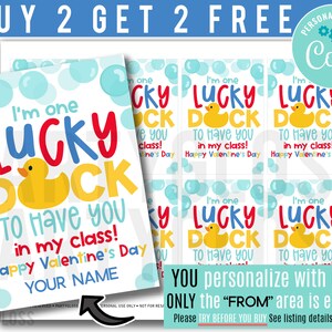 Editable Rubber Duck Valentine's Day Printable Tags, Lucky to Have You ...