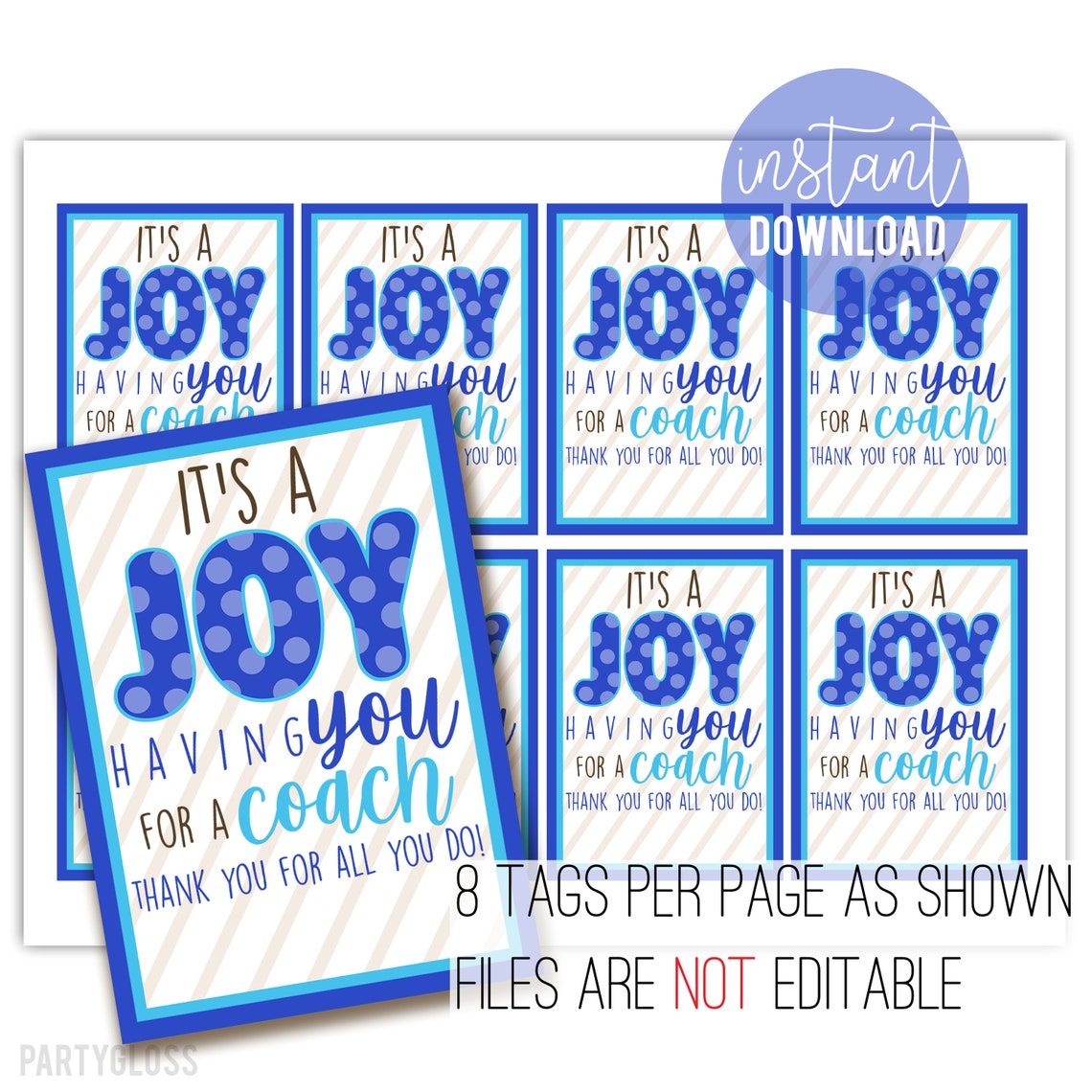 Coach Appreciation Printable Tag Printable Joy Team Tags - Etsy
