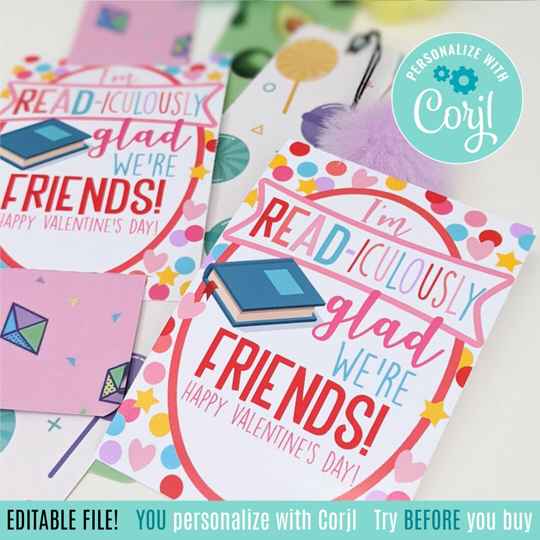 Editable Bookmark Valentine's Day Printable Tags Book Valentine ...