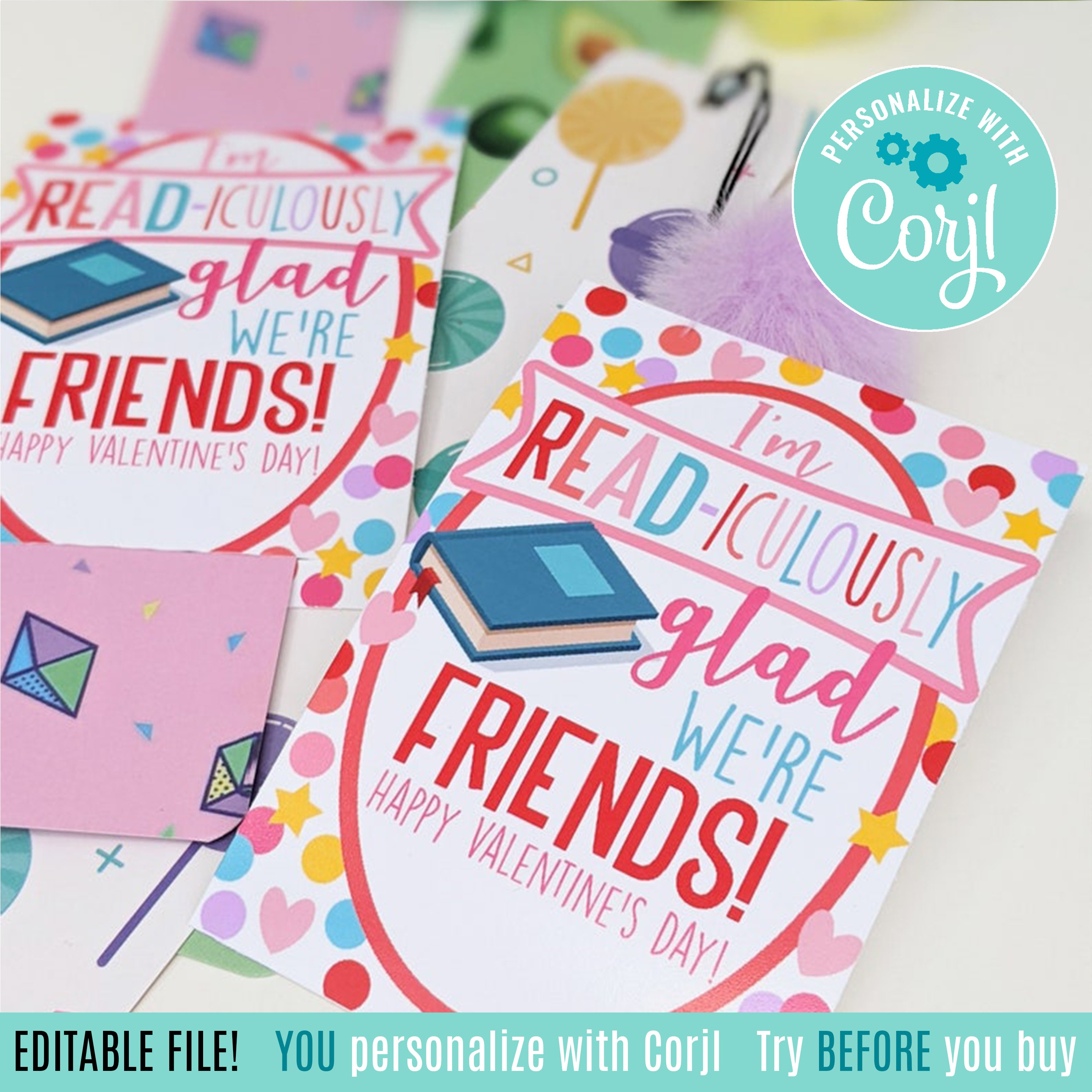Editable Bookmark Valentine's Day Printable Tags Book - Etsy