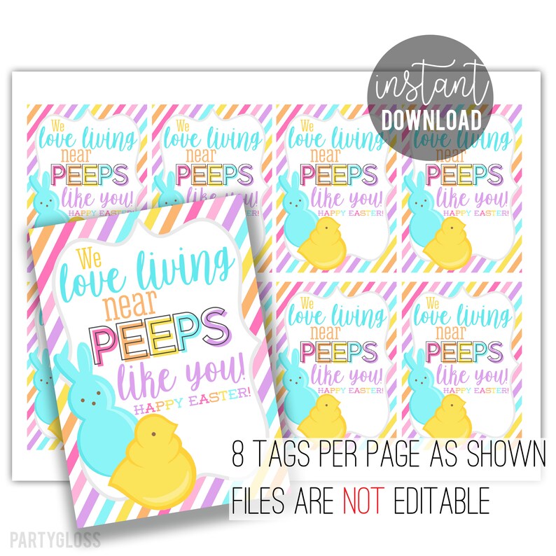 Easter Peeps Printable Tags, Neighbor Gift Tag Spring, Loving Living ...