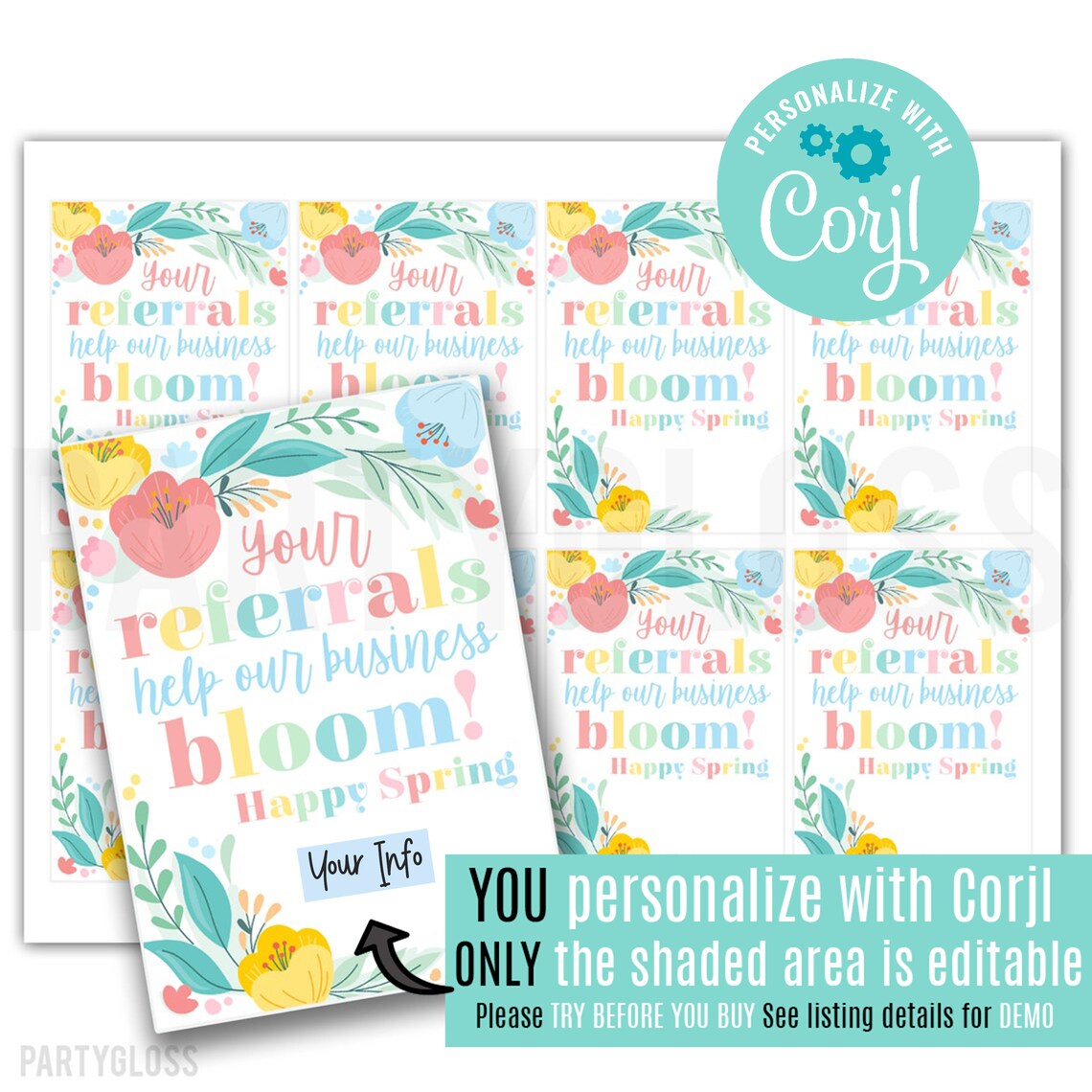 Editable Referral Marketing Printable Tag Spring Easter | Etsy