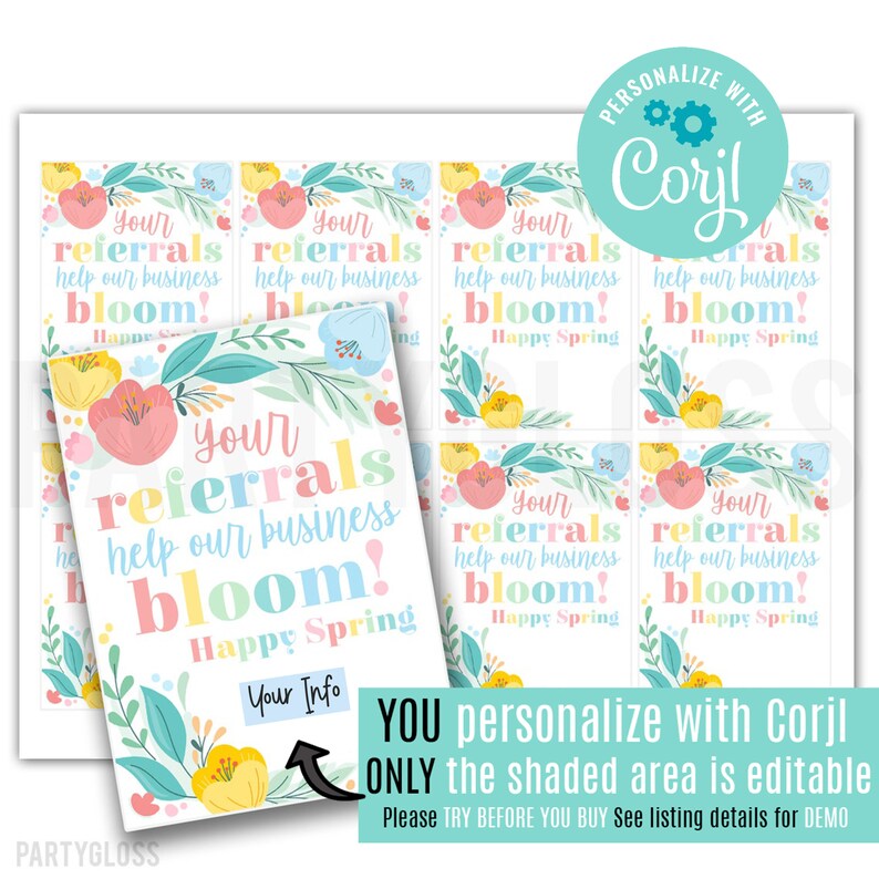 Editable Referral Marketing Printable Tag Spring Easter - Etsy