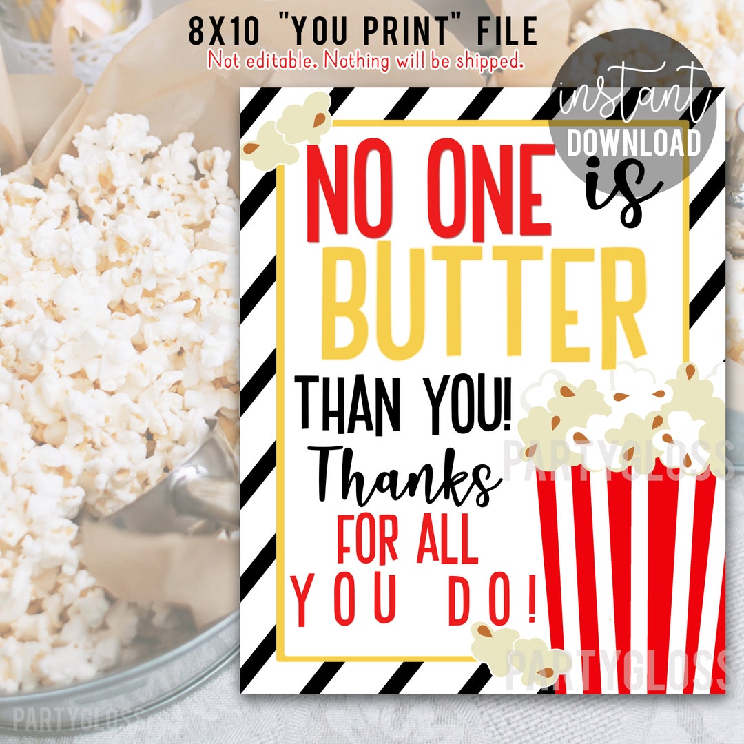 Popcorn Appreciation 8x10 Printable Sign, Teacher Employee Staff Team ...