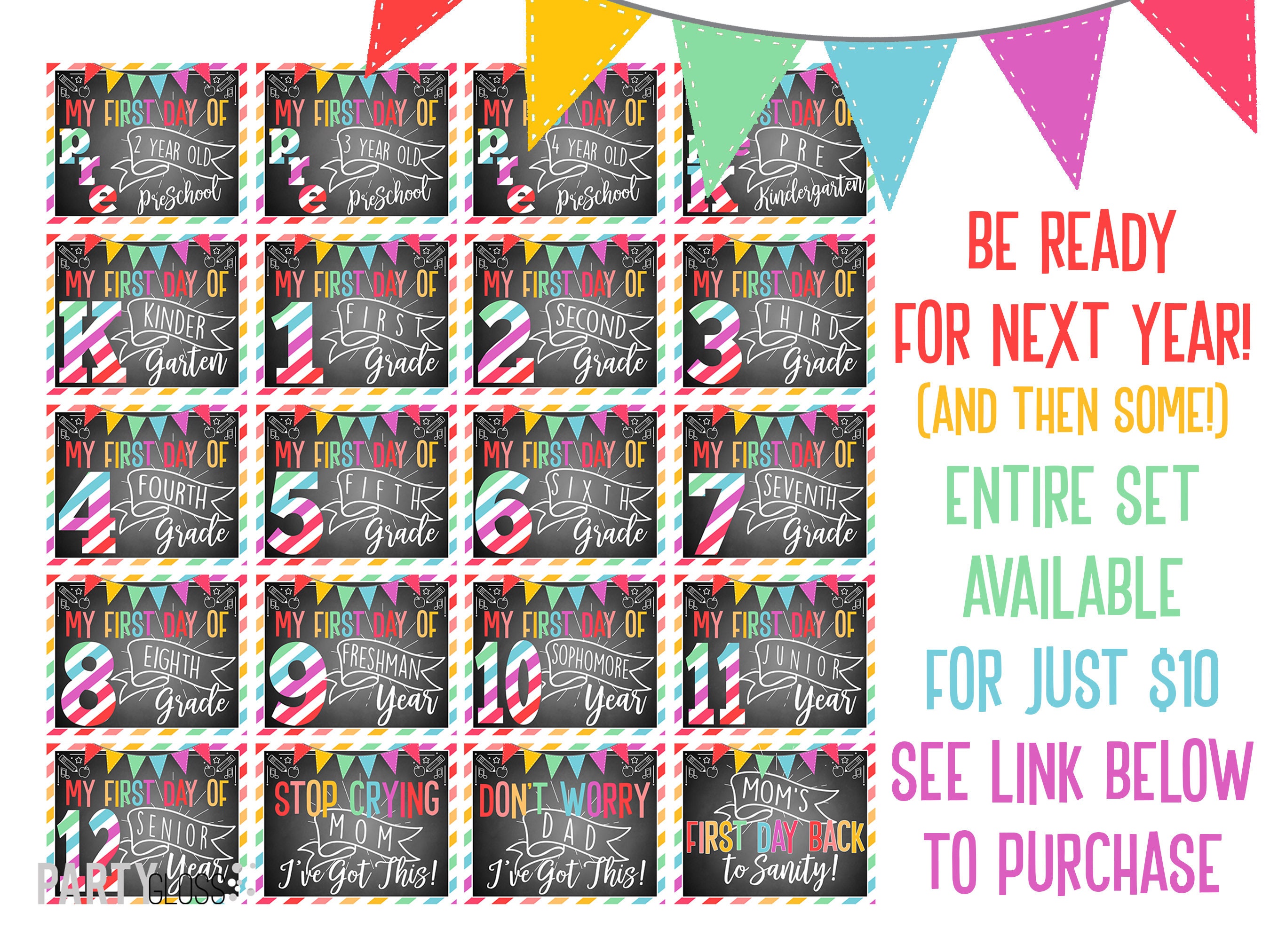 First Day of Fifth Grade 8x10 Printable Sign, Back to School Sign 5th ...