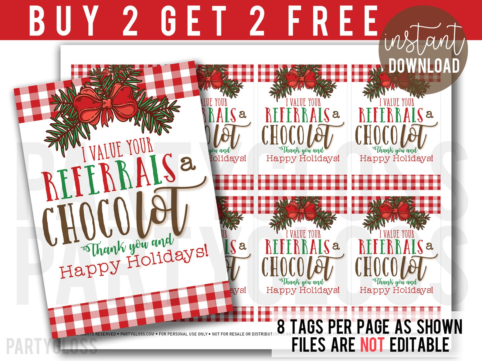 Christmas I Value Your Referrals Chocolate Appreciation Printable Tag ...