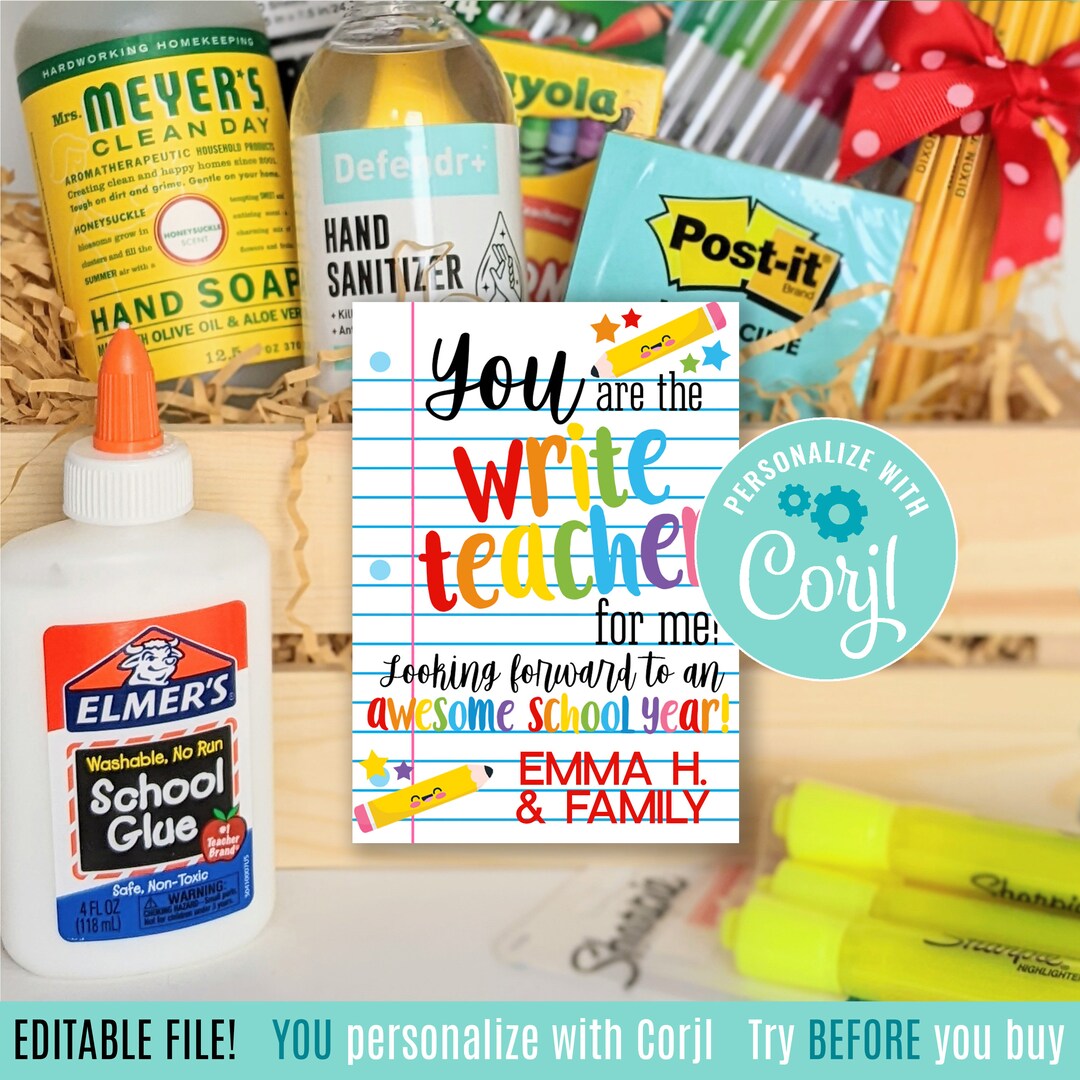 Editable Back to School Printable Gift Tags Write Teacher for Me ...