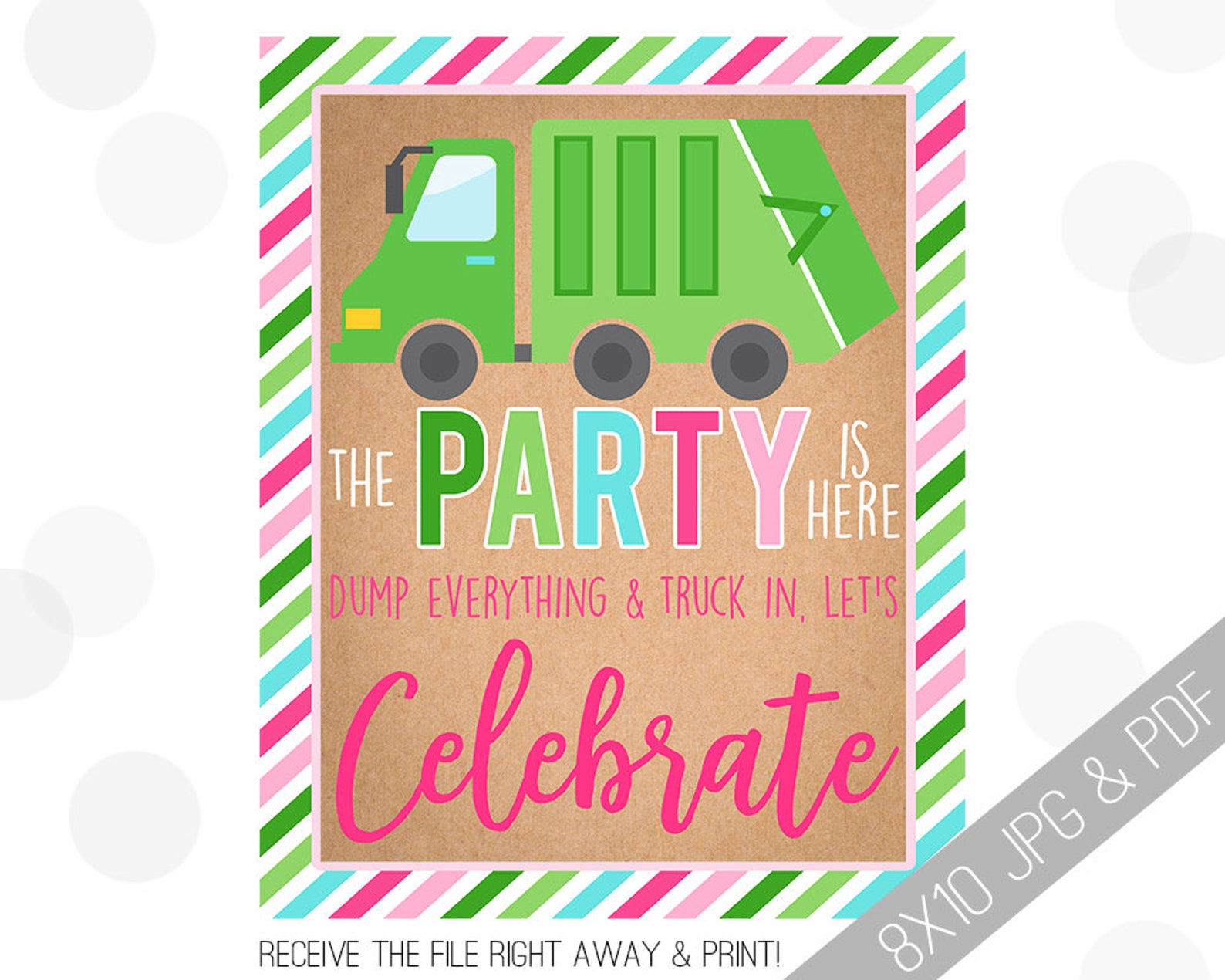 Garbage Truck Party Printable Sign | Girl Truck Welcome Sign | Truck ...