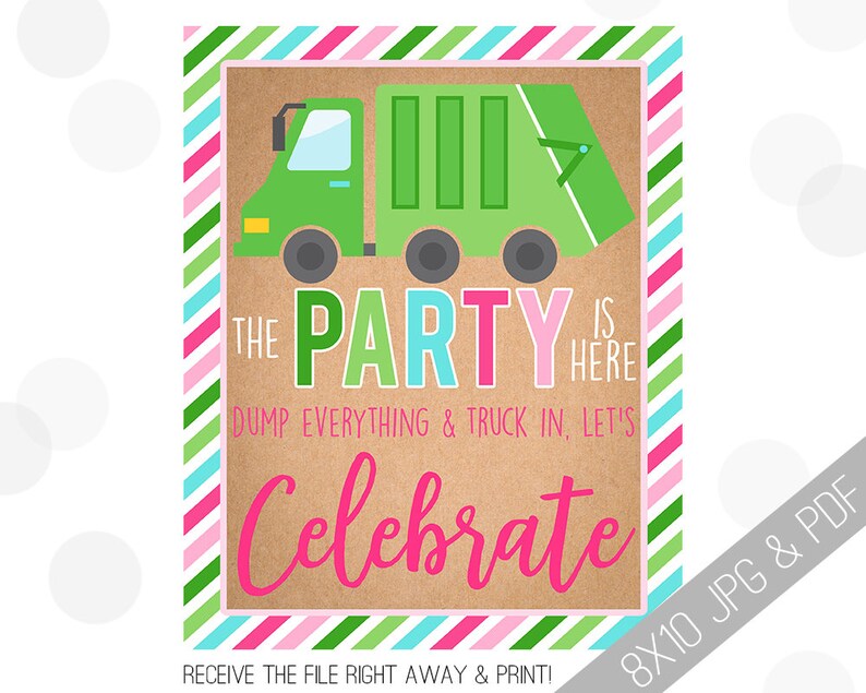 Garbage Truck Party Printable Sign | Girl Truck Welcome Sign | Truck ...