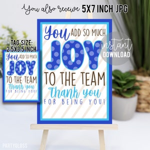Team Member Appreciation Printable Tag | Printable Joy Team Tags ...