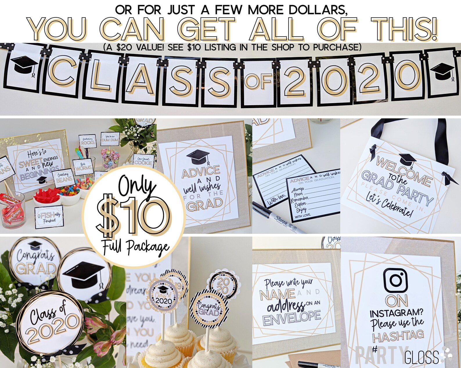 Graduation Welcome Sign Grad Party Hashtag Sign Class of | Etsy