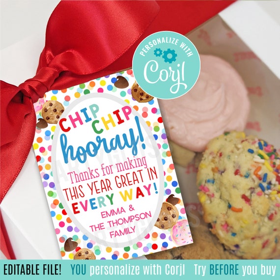 Editable Chip Chip Hooray Appreciation Printable Tag End of - Etsy