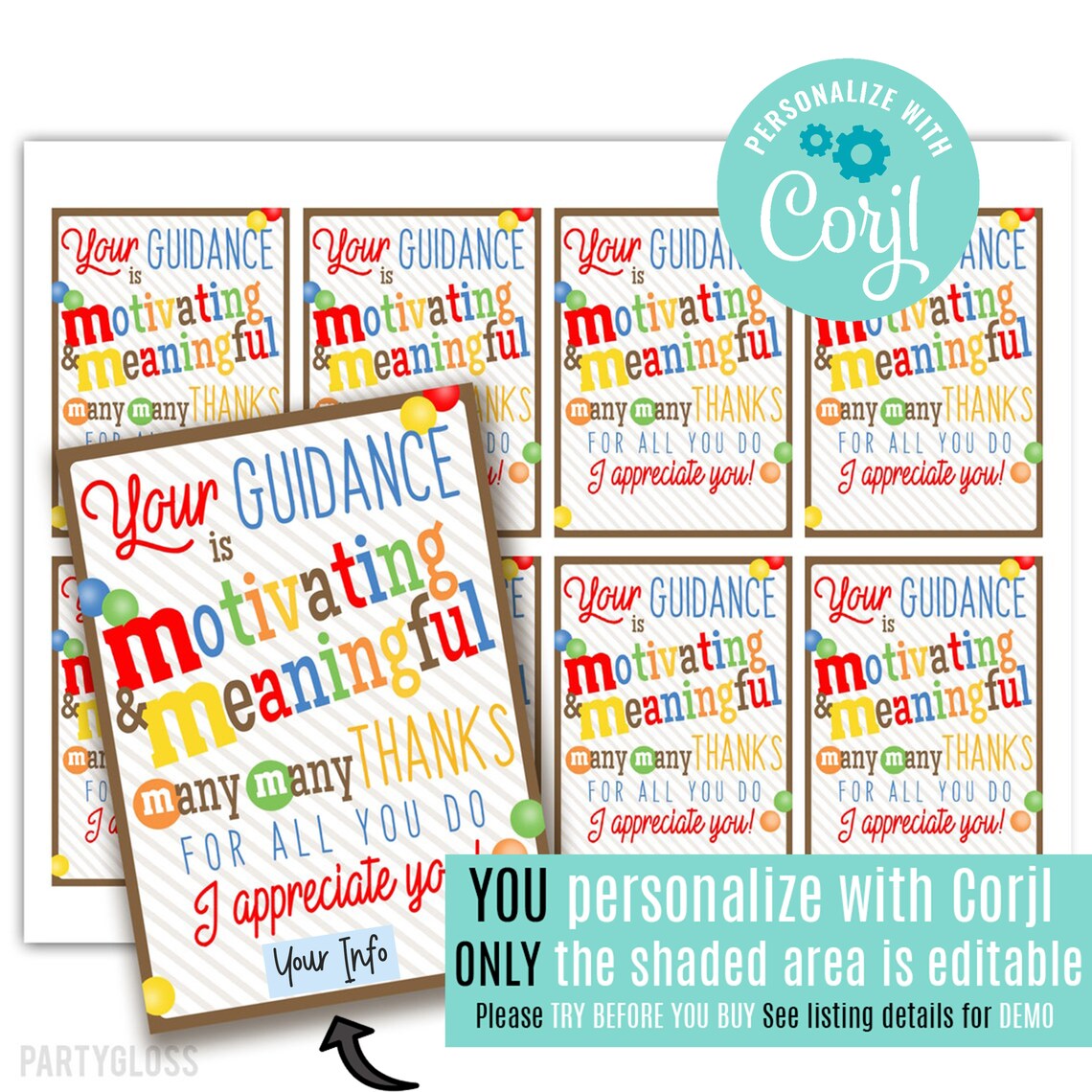 Editable Counselor Appreciation Printable Tag | Coworker Tags | Boss ...