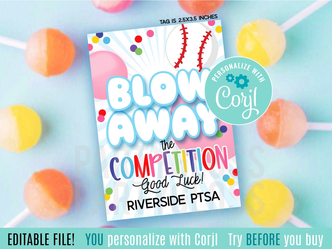 Editable Baseball Blow Away the Competition Printable Gift Tags, Good ...