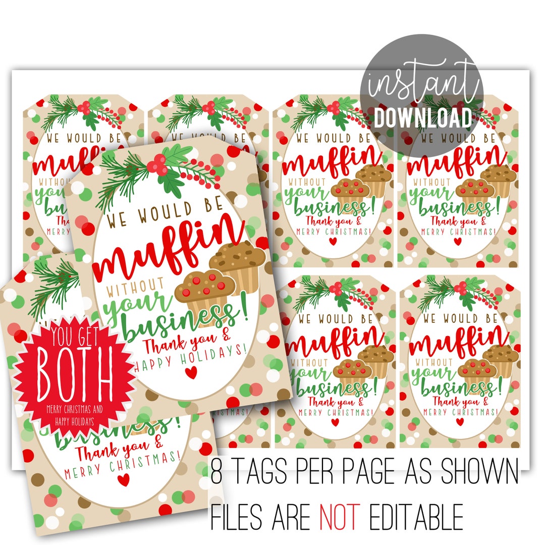 Muffin Christmas Printable Tags | Christmas Muffin Tag | Client ...