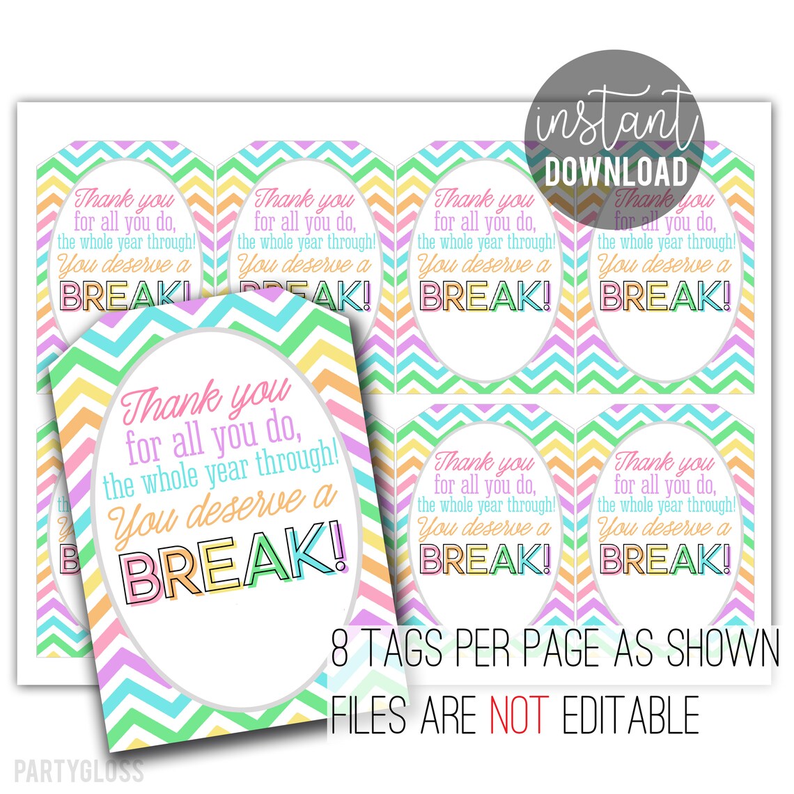 Teacher Appreciation Printable Tag Break Tags Kit Kat Tags - Etsy
