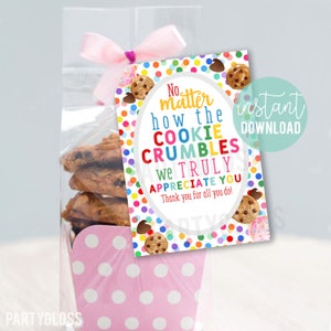 Crumble Cookie Appreciation Printable Gift Tags, PTSA PTA Team School ...