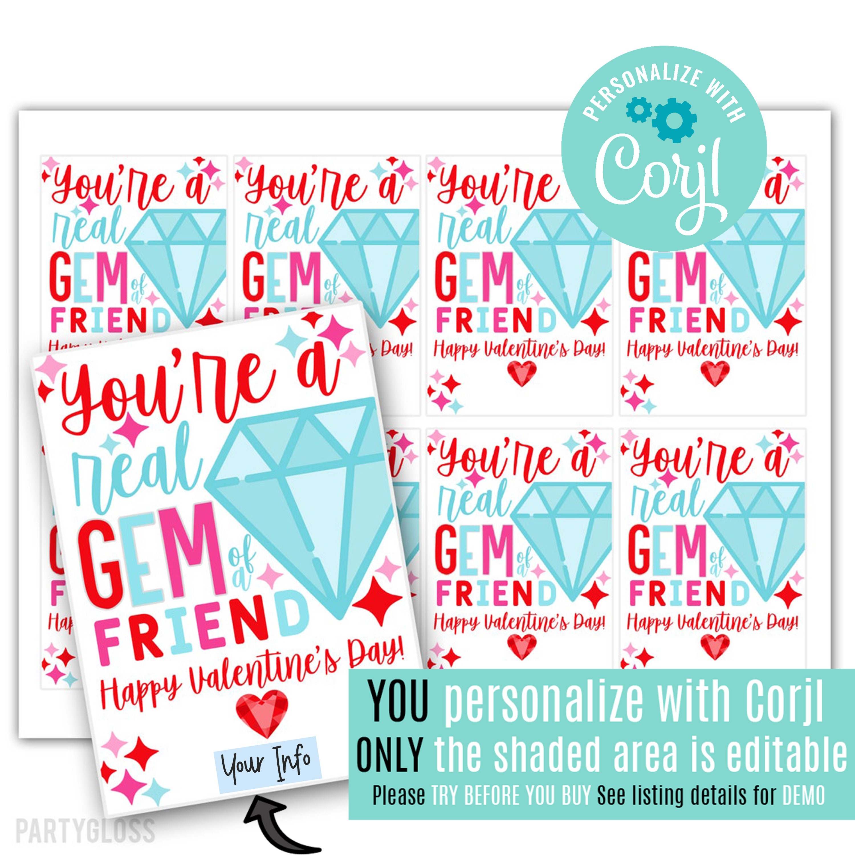 Editable Valentine's Day Ring Candy Pop Printable Valentine Gift Tags ...
