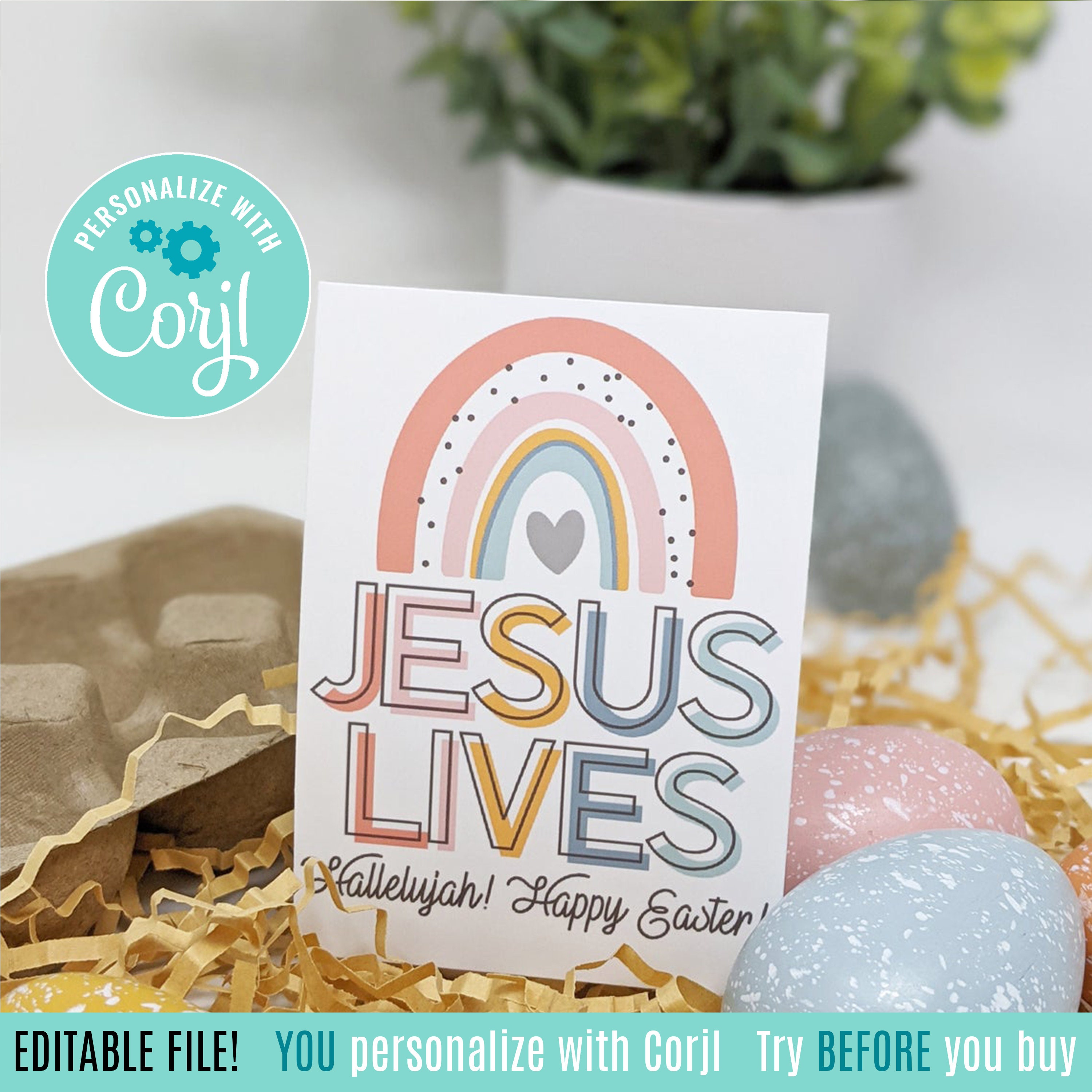 Editable Easter Printable Tags Jesus Lives Tag Boho - Etsy
