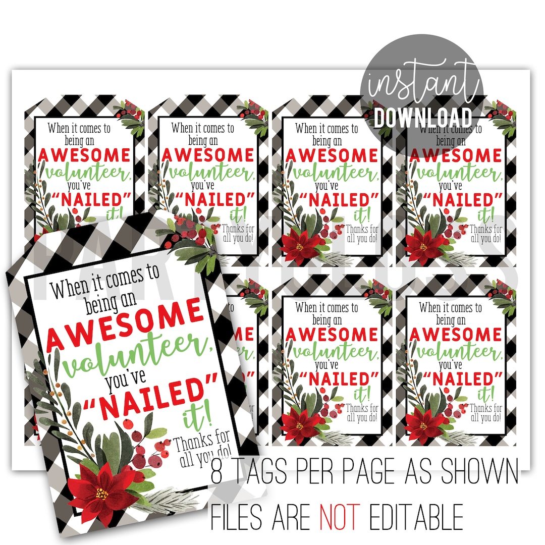 Volunteer Appreciation Christmas Printable | Christmas Volunteer Tag ...