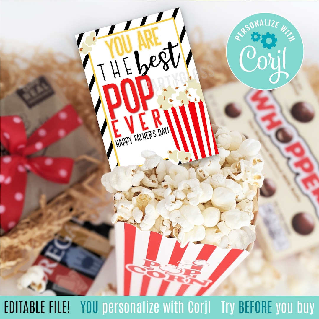 Editable Happy Father's Day Popcorn Printable Tags, Best Pop Ever ...