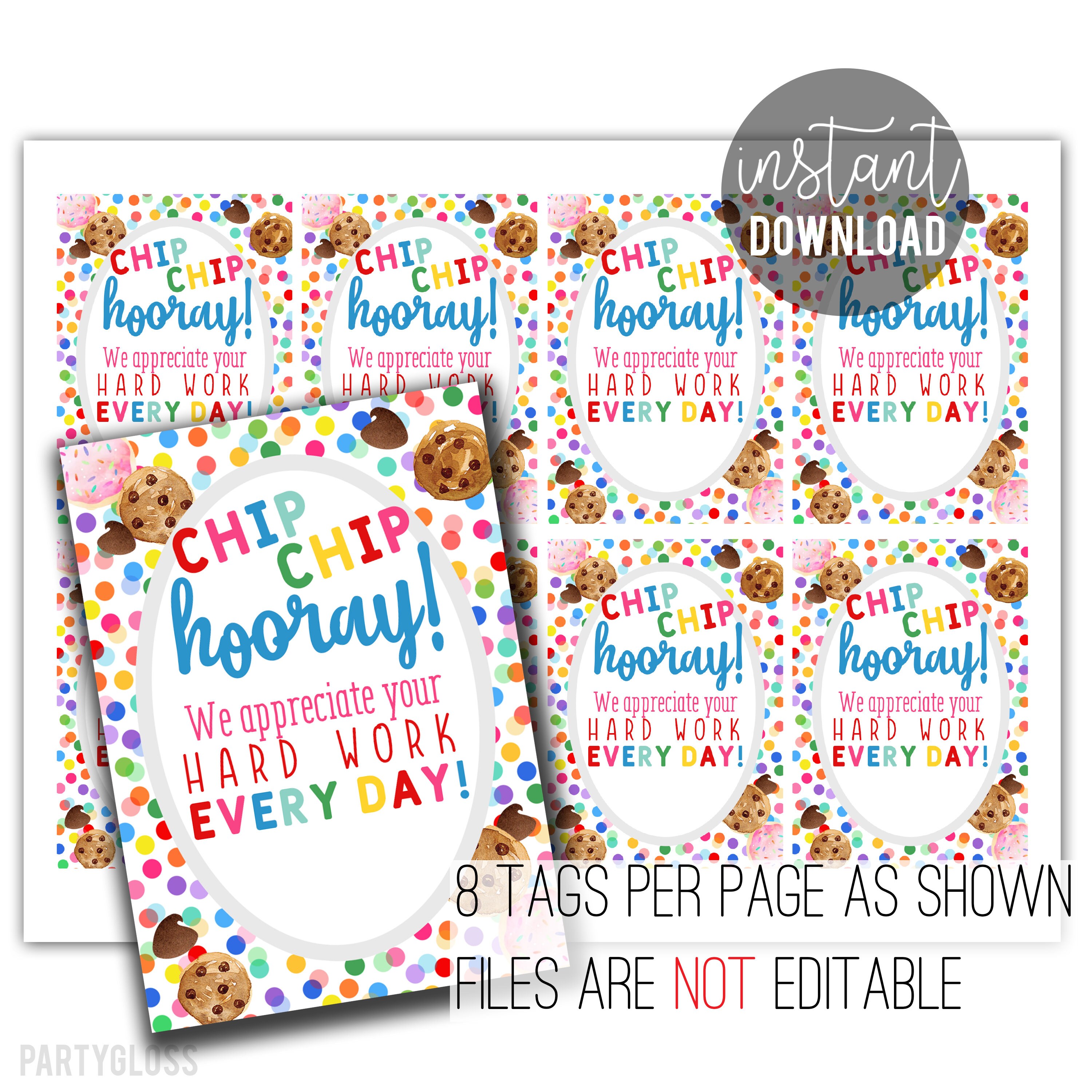 Chip Chip Hooray Appreciation Printable Tag | Printable Cookie Tags ...
