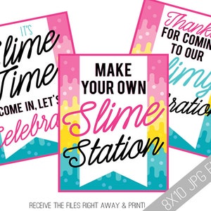 Slime Printable Signs | Slime Station Sign | Slime Birthday | Slime ...