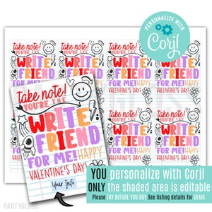 Editable Valentine's Day Printable Tags Marker Pencil Pen Take Note Pad ...
