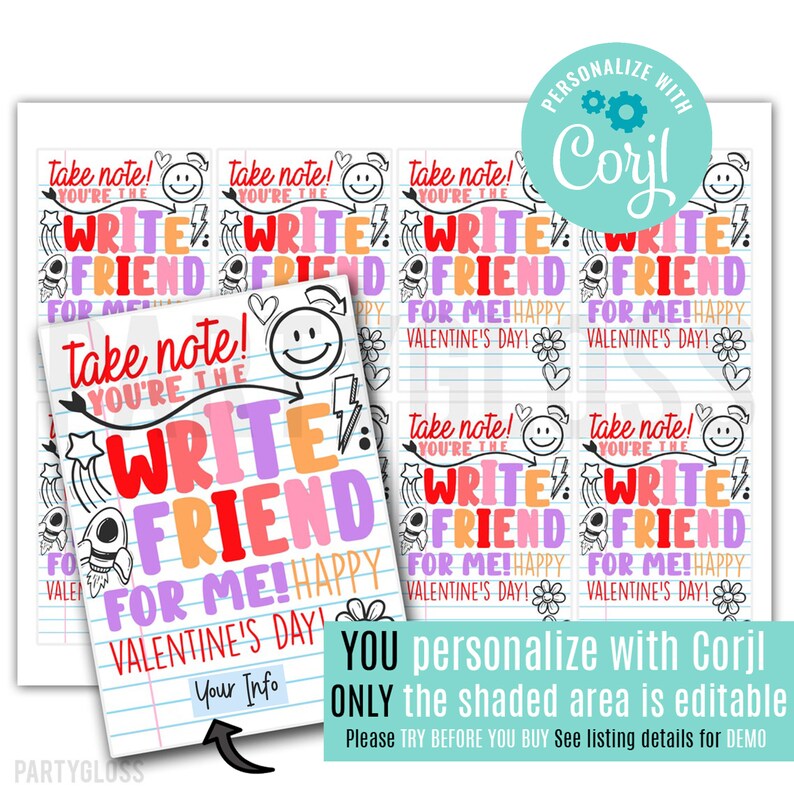 Editable Valentine's Day Printable Tags Marker Pencil Pen - Etsy