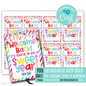 Editable Welcome Back to School Printable Gift Tags First Day Sweet ...