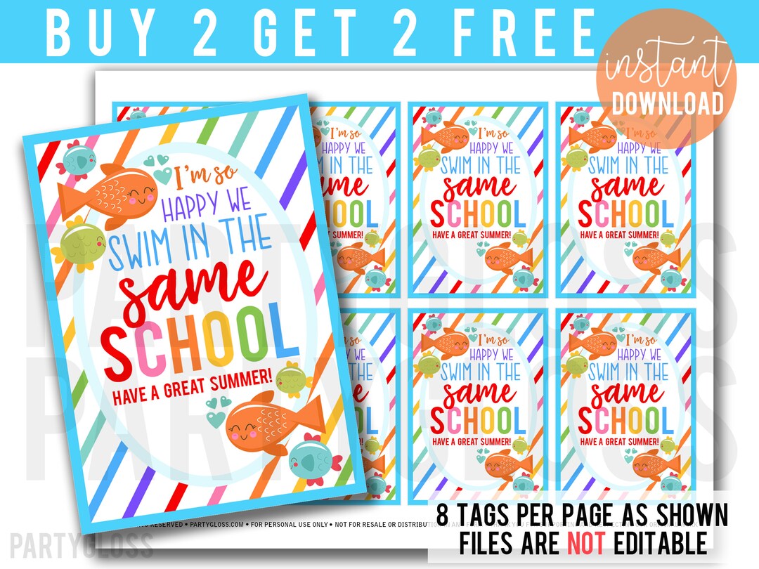 Goldfish End of Year Printable Tags, I'm so Happy We Swim in the Same ...
