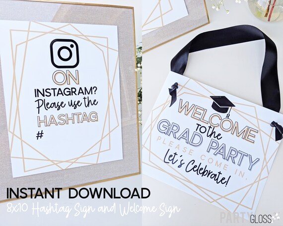 Graduation Welcome Sign Grad Party Hashtag Sign Class of - Etsy