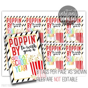 Back to School Popcorn Printable Gift Tags, Poppin' Good School Year ...