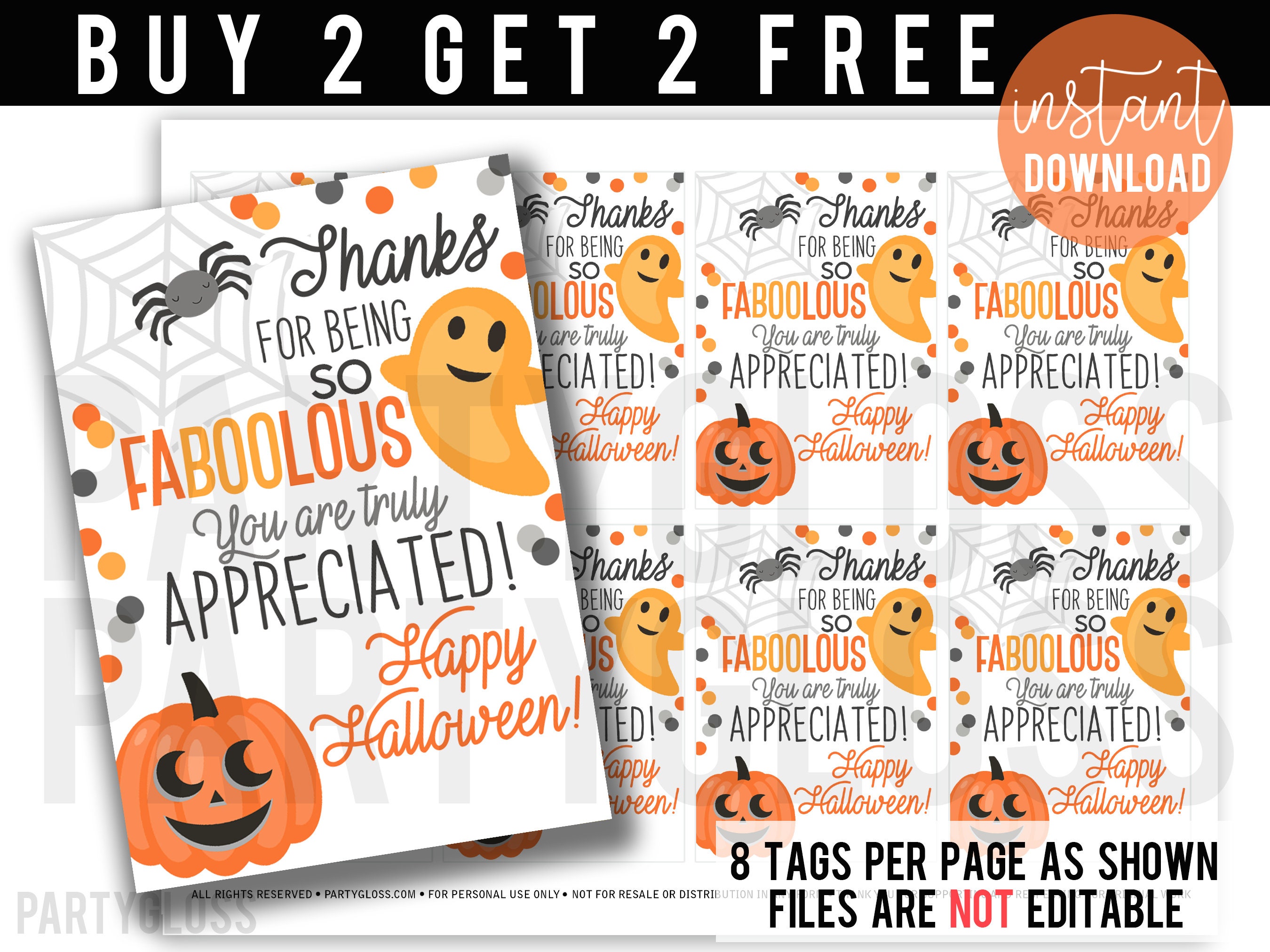 Appreciation Happy Halloween Printable Gift Tags, Thanks for Being so ...