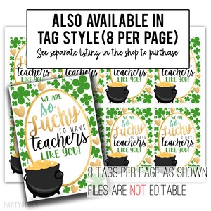 Teacher Appreciation St. Patrick's Day Printable Poster, Lucky to Have ...