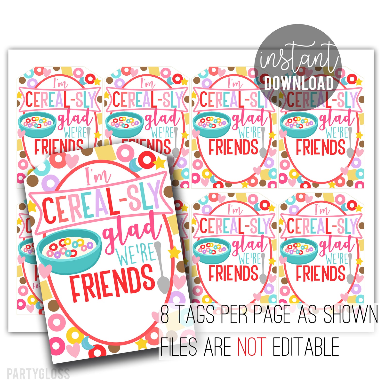 Cereal Friend Printable Tag | Cereal Happy Birthday | Cereal Gift Tag ...