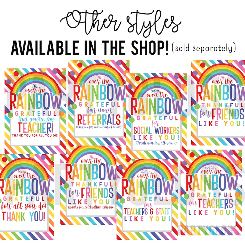 Teacher Appreciation Printable Tag Teacher Rainbow Tags | Etsy