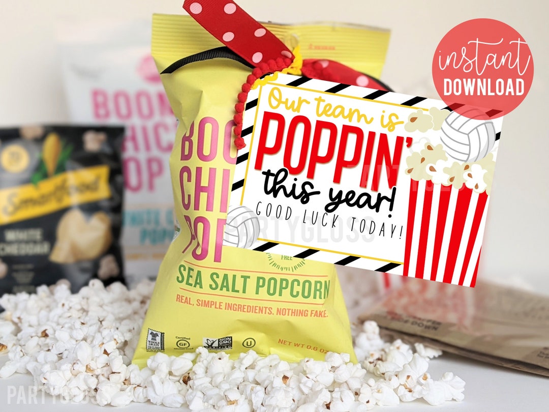 Volleyball Team Popcorn Printable Gift Tags, Microwave Popcorn Card Our ...