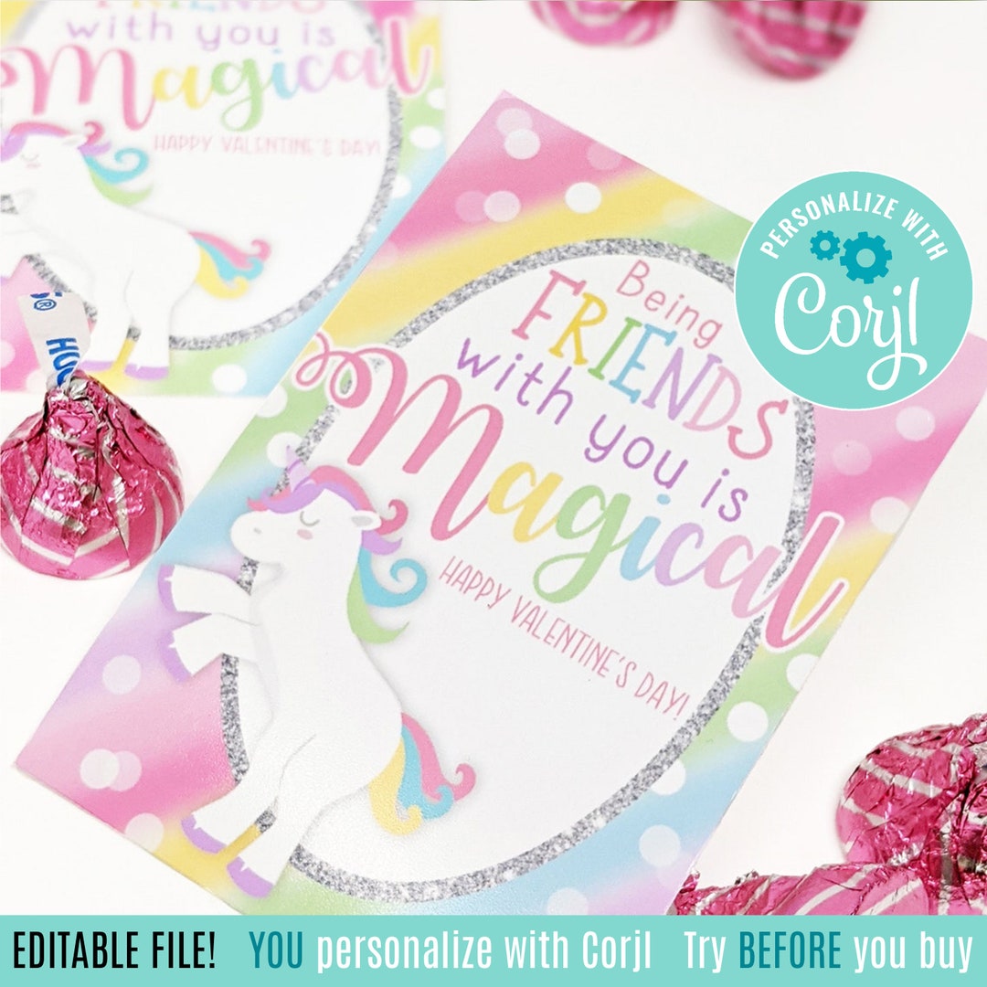 Editable Unicorn Valentine's Day Printable Tags Magical Valentine ...