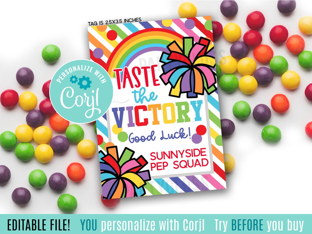 Editable Cheer Taste the Victory Printable Gift Tags, Good Luck Big ...