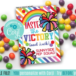 Editable Cheer Taste the Victory Printable Gift Tags, Good Luck Big ...