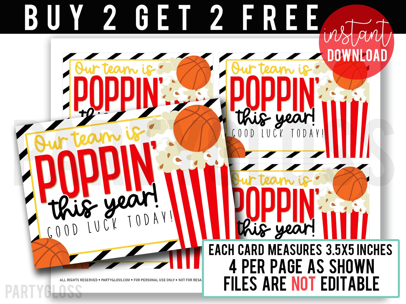 Basketball Printable Good Luck Tags Our Team is Poppin' Microwave ...