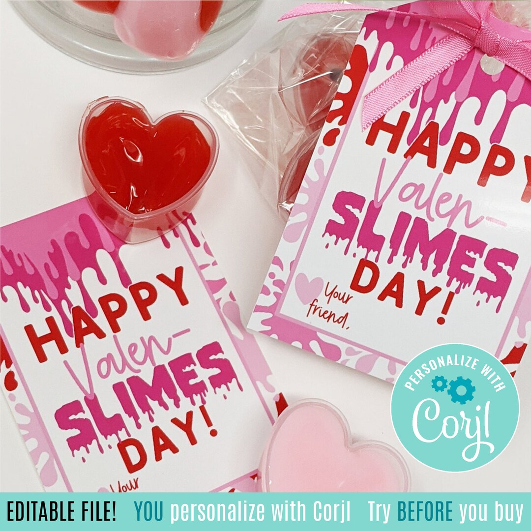 Editable Slime Valentine's Day Printable Tag Non Food Valentine ...