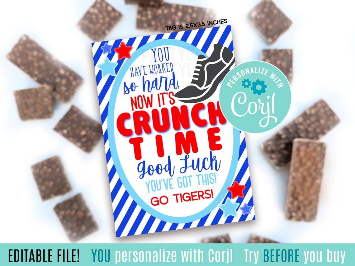Editable Cross Country Crunch Time Good Luck Printable Gift Tags ...